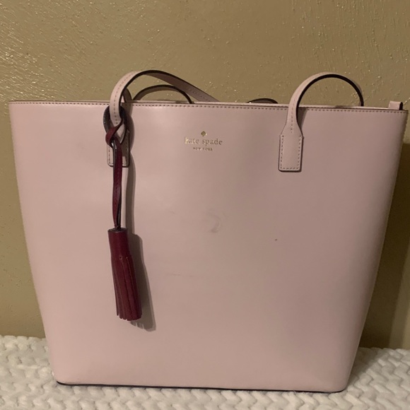 kate spade | Bags | 2 Kate Spade Pink Zipper Tote Burgundy Tassel ...
